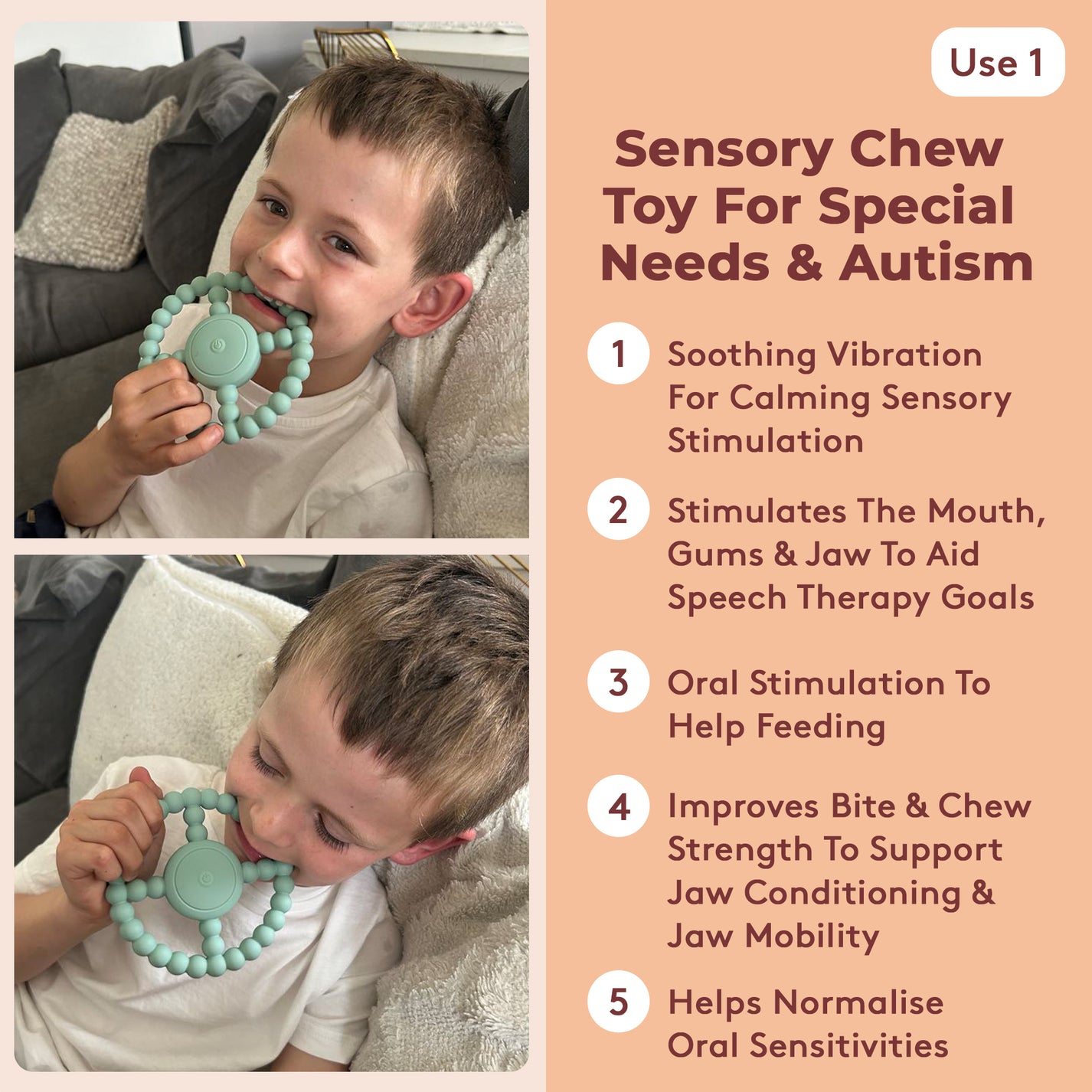 Vibrating Sensory Chew Toy - Autism Chew Toys & Baby Teething Toys ...